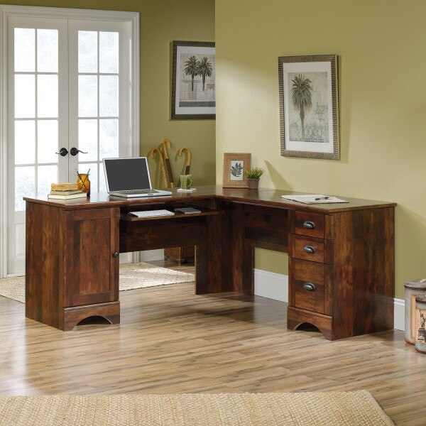 HARBOR VIEW L-SHAPE DESK - CURADO CHERRY | Tepperman's